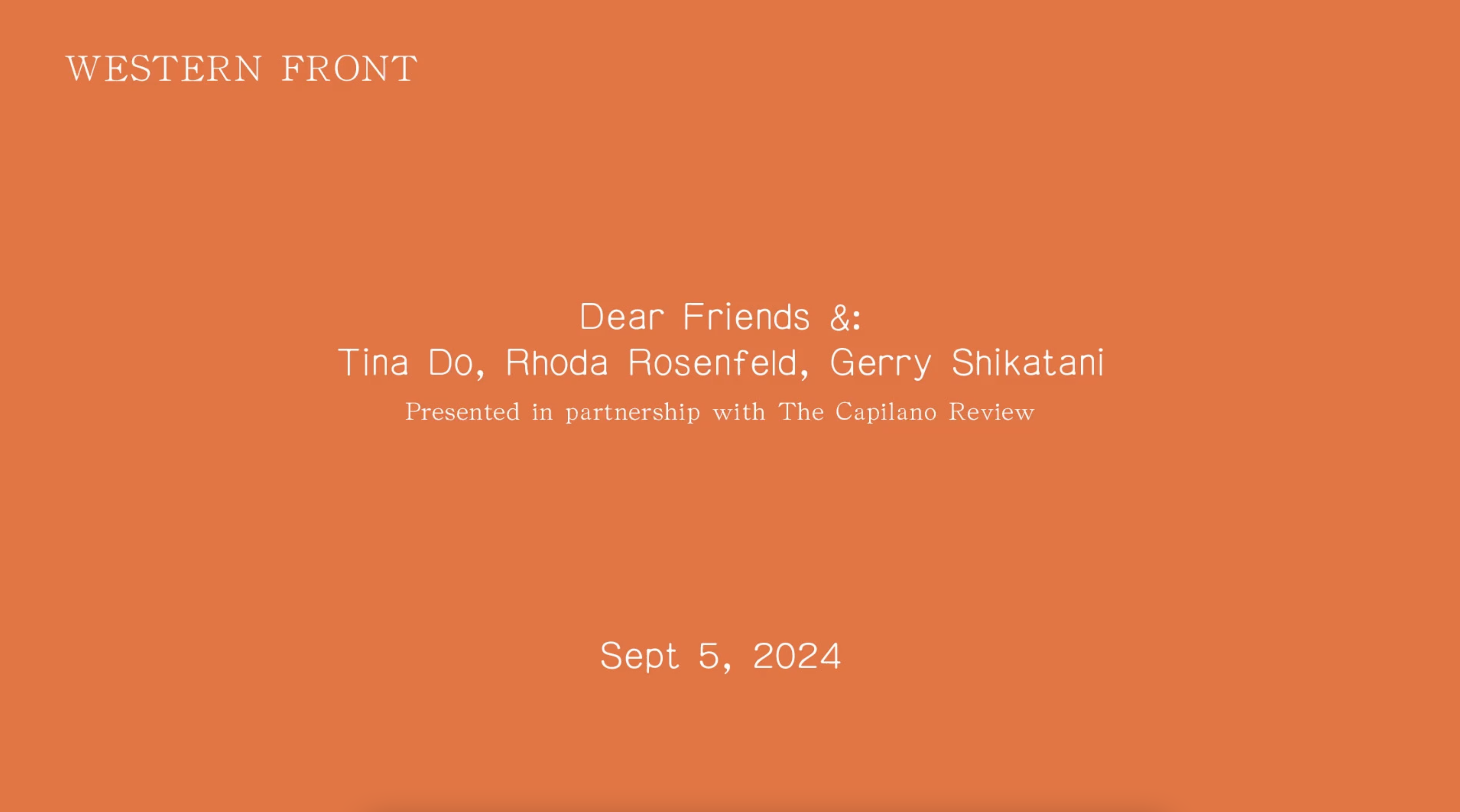 VIDEO / Dear Friends &: A reading with Tina Do, Rhoda Rosenfeld, and ...